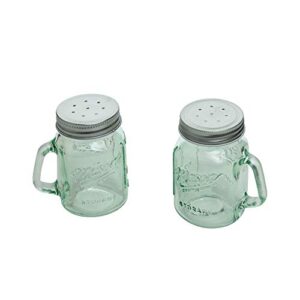 Mason Jar Salt and Pepper Shaker - Clear Glass Green