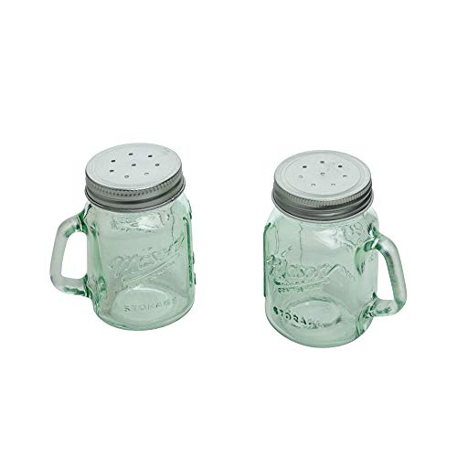 Mason Jar Salt and Pepper Shaker - Clear Glass Green