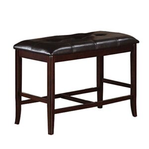 poundex 1perfect choice contemporary bold style dining high bench with faux leather seat, dark brown finish