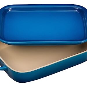 Le Creuset Stoneware Rectangular Dish with Platter Lid, 14 3/4" X 9", Marseille