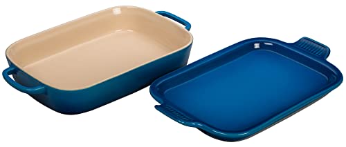 Le Creuset Stoneware Rectangular Dish with Platter Lid, 14 3/4" X 9", Marseille