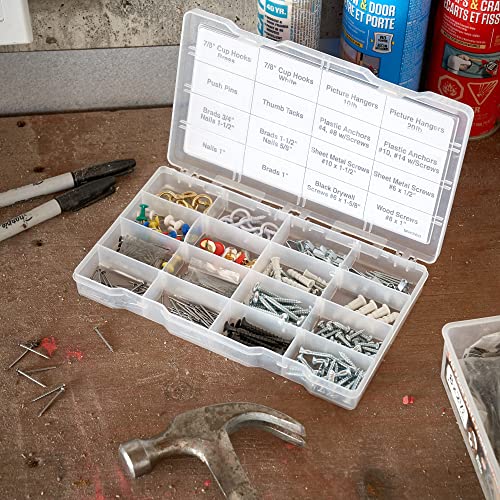 Qualihome Household Repair and Hanging Kit: Screws, Nails, Wall Anchors, Cup Hooks, Picture Hangers, Push Pins, and More