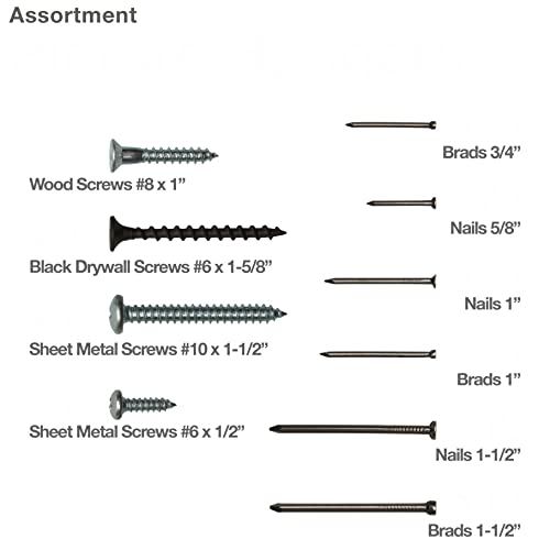 Qualihome Household Repair and Hanging Kit: Screws, Nails, Wall Anchors, Cup Hooks, Picture Hangers, Push Pins, and More