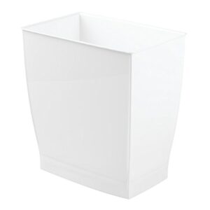 idesign,plastic spa rectangular trash, waste basket garbage can for bathroom, bedroom, home office, dorm, college, 2.5 gallon, white