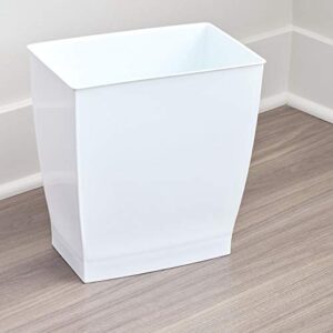 iDesign,Plastic Spa Rectangular Trash, Waste Basket Garbage Can for Bathroom, Bedroom, Home Office, Dorm, College, 2.5 Gallon, White