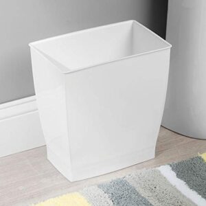 iDesign,Plastic Spa Rectangular Trash, Waste Basket Garbage Can for Bathroom, Bedroom, Home Office, Dorm, College, 2.5 Gallon, White