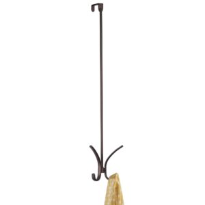 idesign axis easy reach 24" quad hook, over the door towel holder or coat rack for bathroom, bedroom, office closet storage, 4.7" x 3.8" x 24", bronze