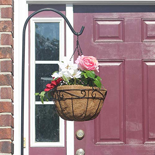 Ashman Metal Hanging Planter Basket with Coco Coir Liner Round Wire Plant Holder Chain Porch Decor Flower Pots Hanger Garden Decoration Indoor Outdoor Watering Hanging Baskets (4)