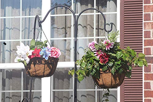 Ashman Metal Hanging Planter Basket with Coco Coir Liner Round Wire Plant Holder Chain Porch Decor Flower Pots Hanger Garden Decoration Indoor Outdoor Watering Hanging Baskets (4)