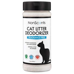 nonscents cat litter deodorizer – litter box odor eliminator – fragrance free – longer kitty litter life