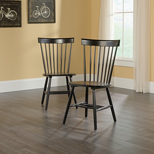 Sauder New Grange Spindle Back Chairs, Wood, Black finish