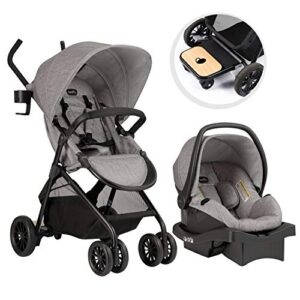 evenflo sibby travel system with litemax 35 infant car seat, mineral gray