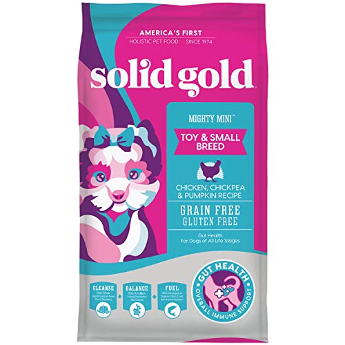 Solid Gold Mighty Mini Small Breed Dog Food - Dry Dog Food for Any Toy Breed - for Gut Health & Sensitive Stomach Support - Digestive Probiotics for Dogs - Grain & Gluten Free Recipe