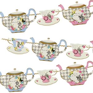 talking tables truly alice hanging teapot bunting (13 ft.) for a tea party, multicolor