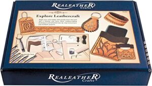 realeather explore leathercraft kit, brown