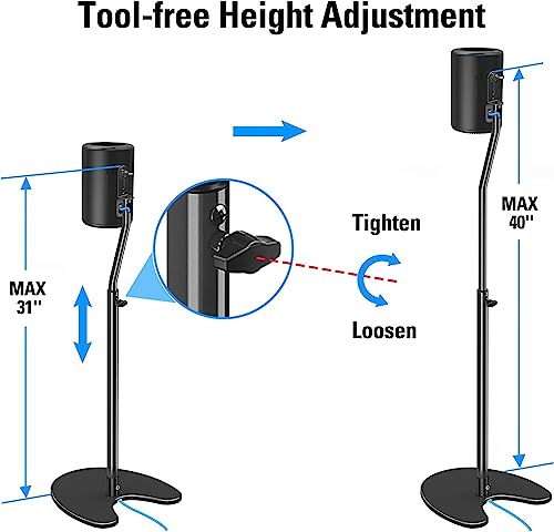 Mounting Dream Height Adjustable Speaker Stands Mounts, One Pair Floor Stands, Heavy Duty Base Extendable Tube, 11 LBS Capacity Per Stand, MAX 40" Height Adjustment MD5401 (Speakers Not Included)