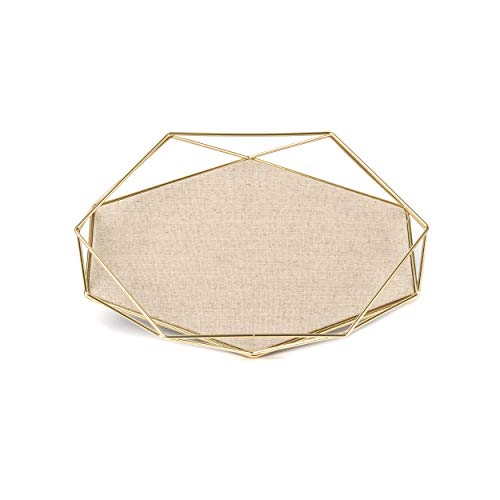 Umbra 299481-221 Prisma Tray, Geometric Plated Jewelry Storage, 11" Length x 7.25" Height x 1.5” Width, Matte Brass