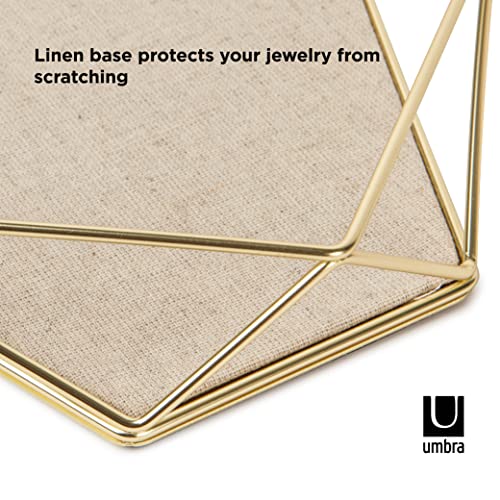 Umbra 299481-221 Prisma Tray, Geometric Plated Jewelry Storage, 11" Length x 7.25" Height x 1.5” Width, Matte Brass