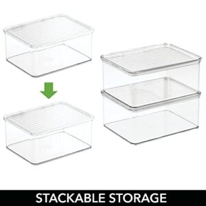 mDesign Plastic Small Stackable Divided Battery Storage Organizer Box with Hinged Lid for AA, AAA, C, D, 9 Volt Sizes, Great Storage for Kitchens, Home Offices, Lumiere Collection, Clear