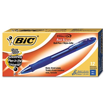 Velocity Ballpoint Retractable Pen, Blue Ink, 1.6mm, Bold, Dozen, Sold as 2 Dozen