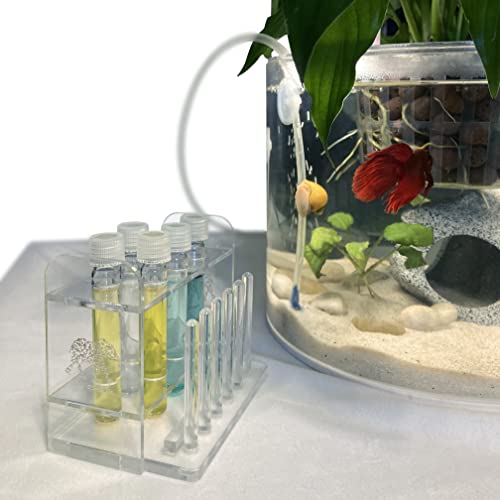 Aquarium Test Tube Holder, Hand-Made Rack, with 6 Holes and 6 Drying Poles, customised for use with Aquarium Test Tubes Including API Test Tubes, by Tililly Concepts