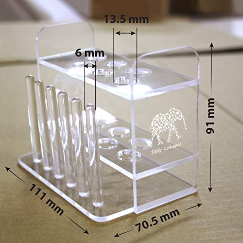 Aquarium Test Tube Holder, Hand-Made Rack, with 6 Holes and 6 Drying Poles, customised for use with Aquarium Test Tubes Including API Test Tubes, by Tililly Concepts