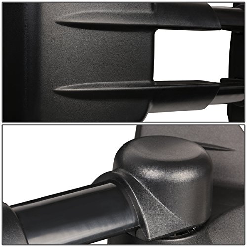 Driver and Passenger Sdie Rear View Towing Mirrors - Manual Telescoping | Power Adjustment | Heated Glass - Compatible with Chevy Silverado GMC Sierra GMT900 07-14, Textured Black