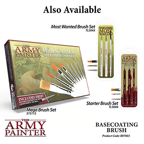 The Army Painter Hobby: Basecoating - Hobby Brush with Synthetic Taklon Hair - Base Colouring Paint Brush for Wargames, Fine Detail Paint Brush for Miniature Painting & Miniature Paint Sets