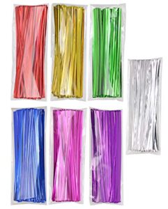 mini skater 700pcs 4" metallic twist ties - colored (7 colors)