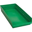 Plastic Shelf Bin Nestable 11-1/8"W X 23-5/8" D X 4"H Green - Lot of 6