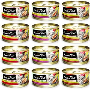 Fussie Cat Premium Grain Free Canned Cat Food 3 Flavor Variety Bundle: (4) Tuna with Chicken, (4) Tuna with Salmon and (4) Tuna with Ocean Fish, 2.82 Oz Each (12 Cans Total)