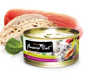 Fussie Cat Premium Grain Free Canned Cat Food 3 Flavor Variety Bundle: (4) Tuna with Chicken, (4) Tuna with Salmon and (4) Tuna with Ocean Fish, 2.82 Oz Each (12 Cans Total)