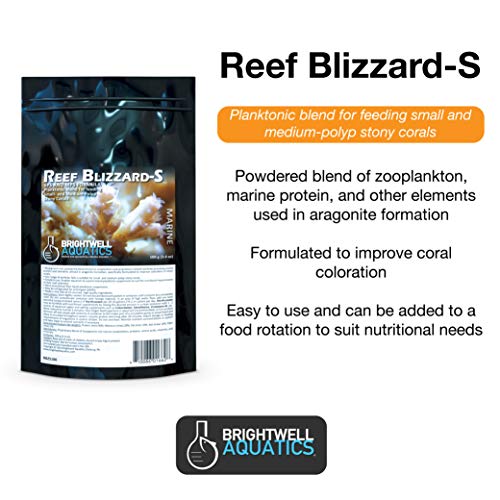 Brightwell Aquatics Reef Blizzard-S - Powdered Planktonic Blend for Feed Small and Medium-Polyp Stony Corals (RBZS50), 50g