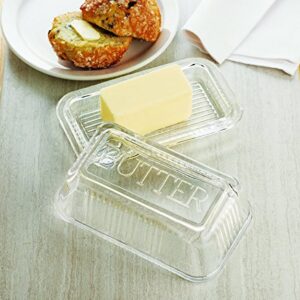 Amici Home Classic Glass Butter Dish | Glass Butter Keeper with Lid | Holds a Standard Stick of Butter | Butter Holder for Kitchen Counter | Dishwasher Safe