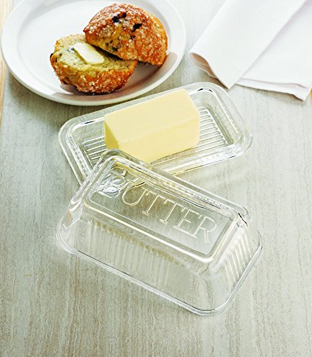 Amici Home Classic Glass Butter Dish | Glass Butter Keeper with Lid | Holds a Standard Stick of Butter | Butter Holder for Kitchen Counter | Dishwasher Safe