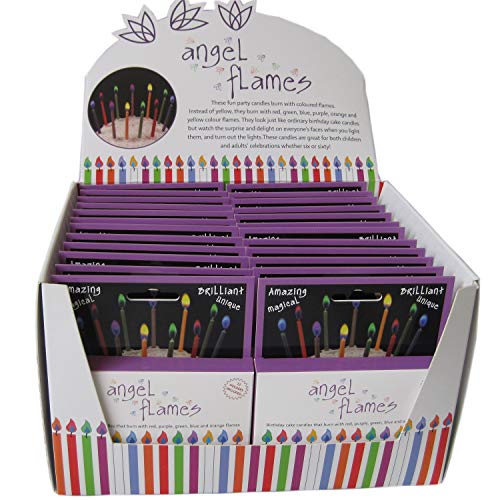 Angel Flames Birthday Cake Candles Happy Birthday Candles with Colored Flames (12pcs per Box, Holders Included) (12, Medium)