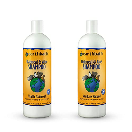 Earthbath Oatmeal & Aloe Pet Shampoo - Vanilla & Almond, Itchy & Dry Skin Relief, Soap-Free, for Dogs & Cats, 100% Biodegradable & Cruelty Free, Give Your Pet That Heavenly Scent - 16 Fl. Oz (2 Pack)