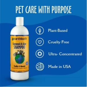 Earthbath Oatmeal & Aloe Pet Shampoo - Vanilla & Almond, Itchy & Dry Skin Relief, Soap-Free, for Dogs & Cats, 100% Biodegradable & Cruelty Free, Give Your Pet That Heavenly Scent - 16 Fl. Oz (2 Pack)