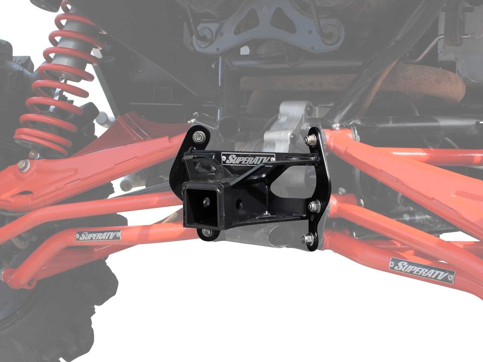 SuperATV Rear Receiver Hitch for Can-Am Maverick (See Fitment) | Easy Bolt-on Design | 4.5mm Heavy-Duty Carbon Steel | Tow up to 1650 lbs l Fits Standard 2" Attachments