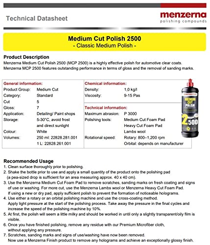 menzerna | MCP2500 Medium Cut Polish 2500, 8 oz.