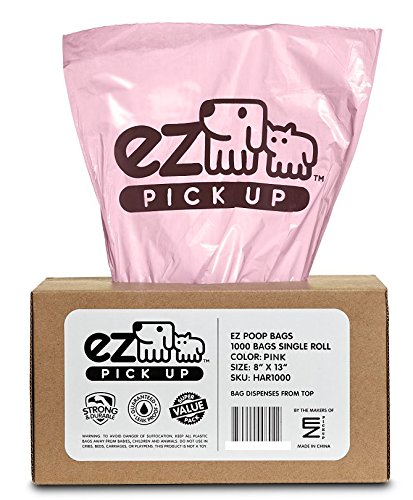 EZ 1000 Pet Waste Disposal Dog Poop Bags, Pickup Bags Pink (Single roll, not on Small Rolls)