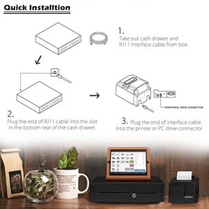 PARTYSAVING 16" Black Open Cash Register Drawer for Point of Sale (POS) System, 6 Bills and 4 Movable Coin Trays with Key Lock, Heavy Duty, APL1304