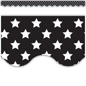 teacher created resources black with white stars scalloped border trim (5812)