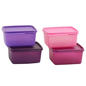 tupperware keep tab plastic container set, 500ml, set of 4, multicolour