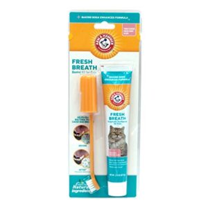 arm & hammer for pets dental kit for cats | eliminates bad breath | 3 piece set includes cat toothpaste, cat toothbrush & cat fingerbrush in tasty tuna flavor,2.5 ounces