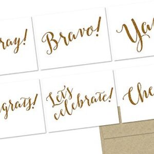 Note Card Cafe Congratulations Cards with Kraft White Envelopes | 36 Pack | Glitzy Congrats | Blank Inside, Glossy Finish | Set for Greeting Cards, Graduations, Promotions, Baby Showers