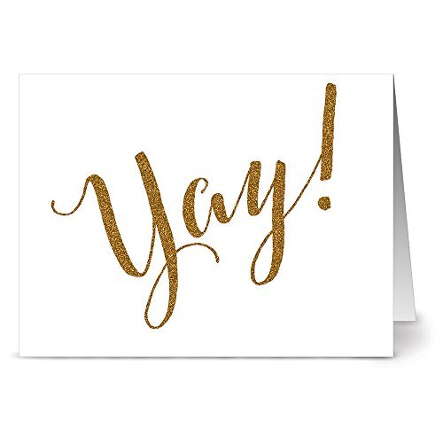 Note Card Cafe Congratulations Cards with Kraft White Envelopes | 36 Pack | Glitzy Congrats | Blank Inside, Glossy Finish | Set for Greeting Cards, Graduations, Promotions, Baby Showers