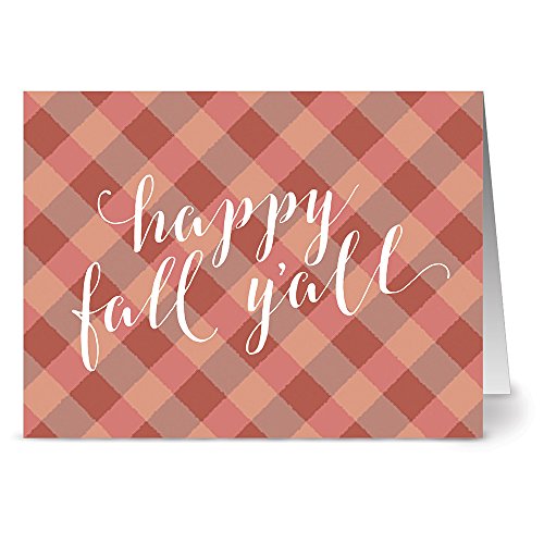 Note Card Cafe Autumn Cards with Kraft Envelopes | 72 Pack | It's Fall Y'all Designs | Blank Inside, Glossy Finish | Holiday, Winter, Christmas