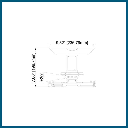 QualGear Pro-AV QG-KIT-CA-3IN-W Projector Mount Kit Accessory Single Joist Ceiling Adapter, 3" 1.5", White