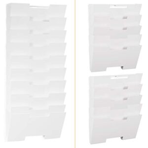 Wallniture Lisbon 10-Tier Wall Mounted File Holder and Desk Organizer, Metal White Office Organization and Storage Rack